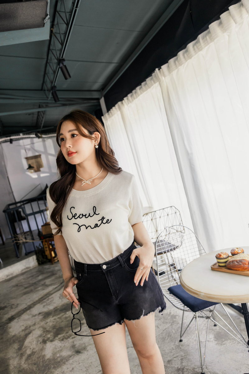 -5KG抽鬚缺角牛仔短褲 - SEOUL MATE 首爾妹